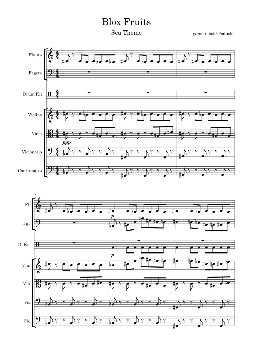 blox fruits Sheet Music for Flute, Bassoon, Contrabass, Violin & more ...