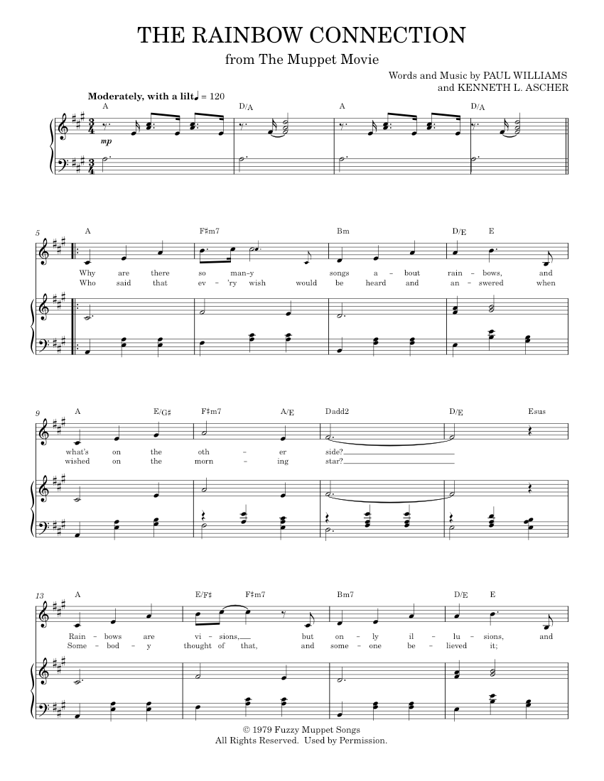 The Rainbow Connection Sheet music for Piano, Vocals: Music Notes