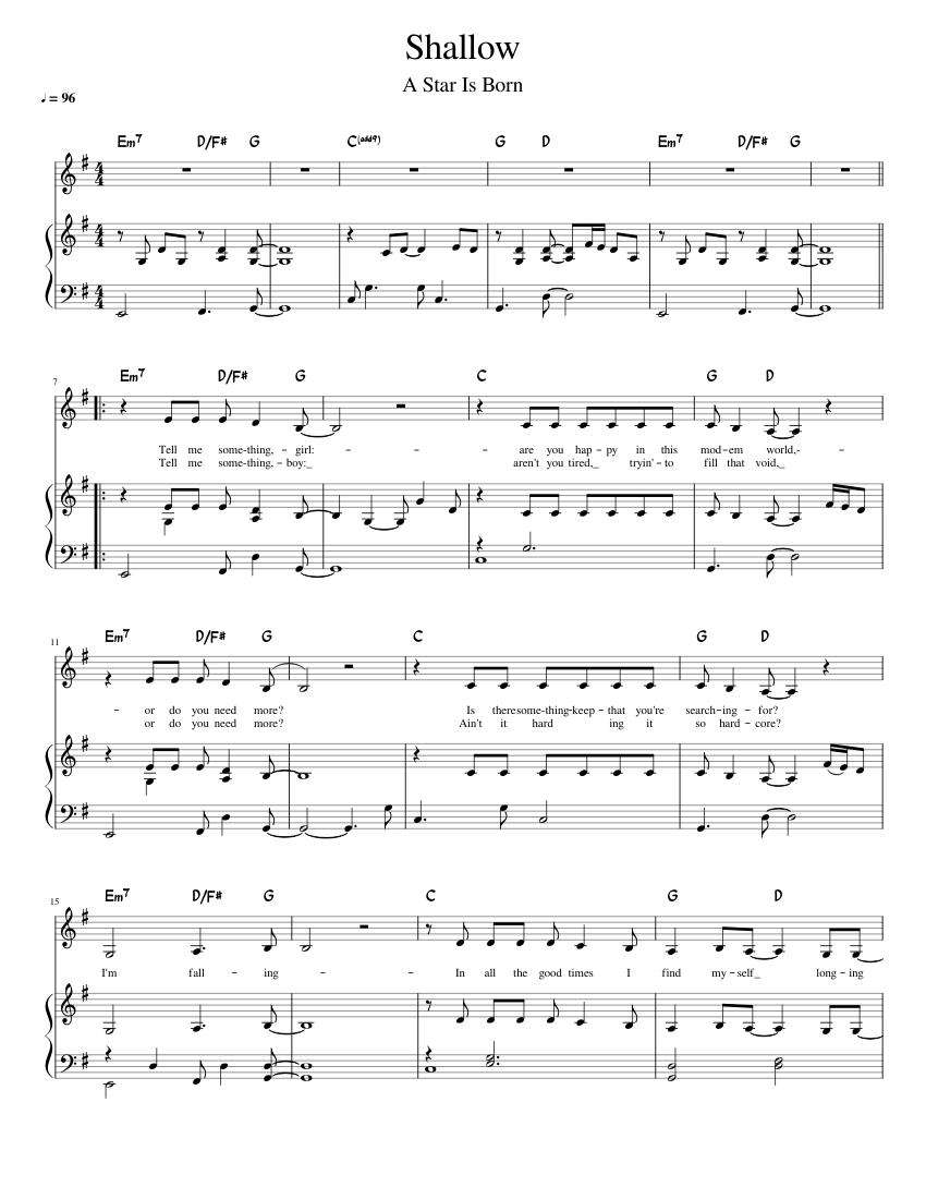 Shallow - piano tutorial