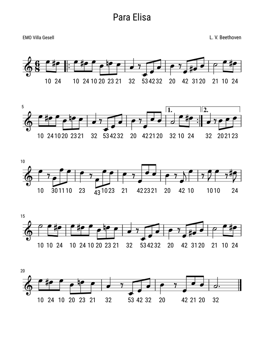 Para Elisa Sheet music for Piano (Solo) | Musescore.com
