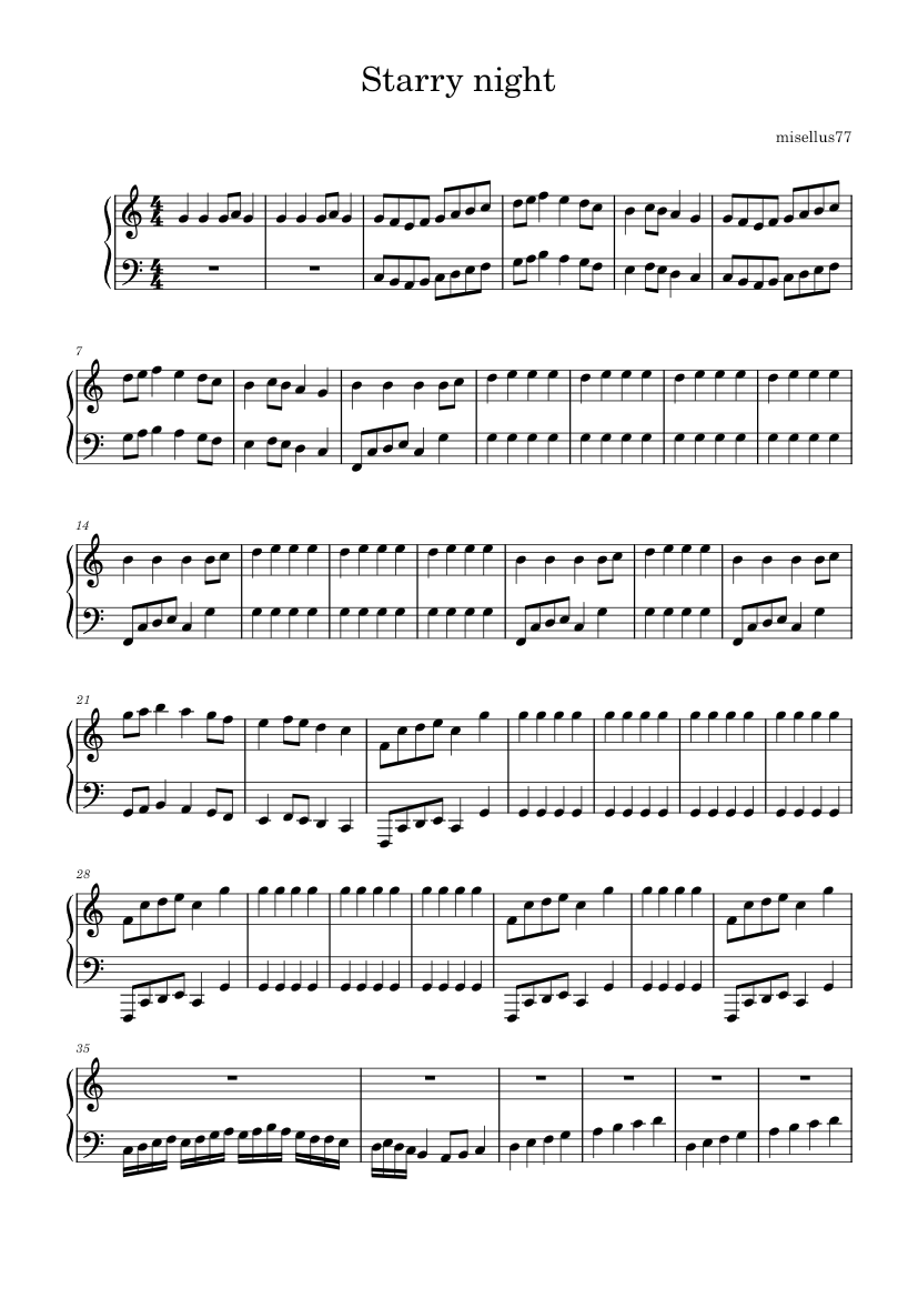 Starry night Sheet music for Piano (Solo) | Musescore.com