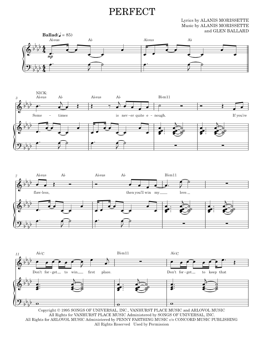 perfect Sheet music for Piano, Vocals: Music Notes