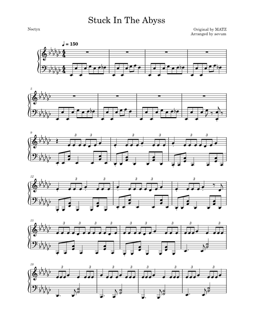 Stuck In The Abyss – Noctyx Sheet music for Piano (Solo) | Musescore.com