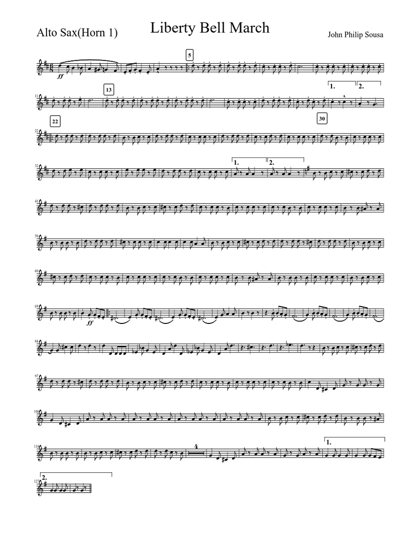 Liberty Bell March sax Sheet music for Saxophone alto (Solo ...