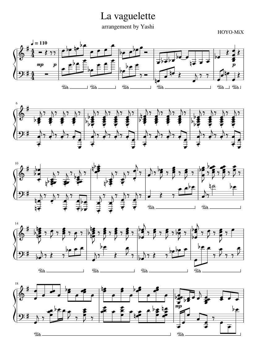 La vaguelette – HOYO-MiX La Vaguelette – HOYO-MiX Sheet Music for Piano ...
