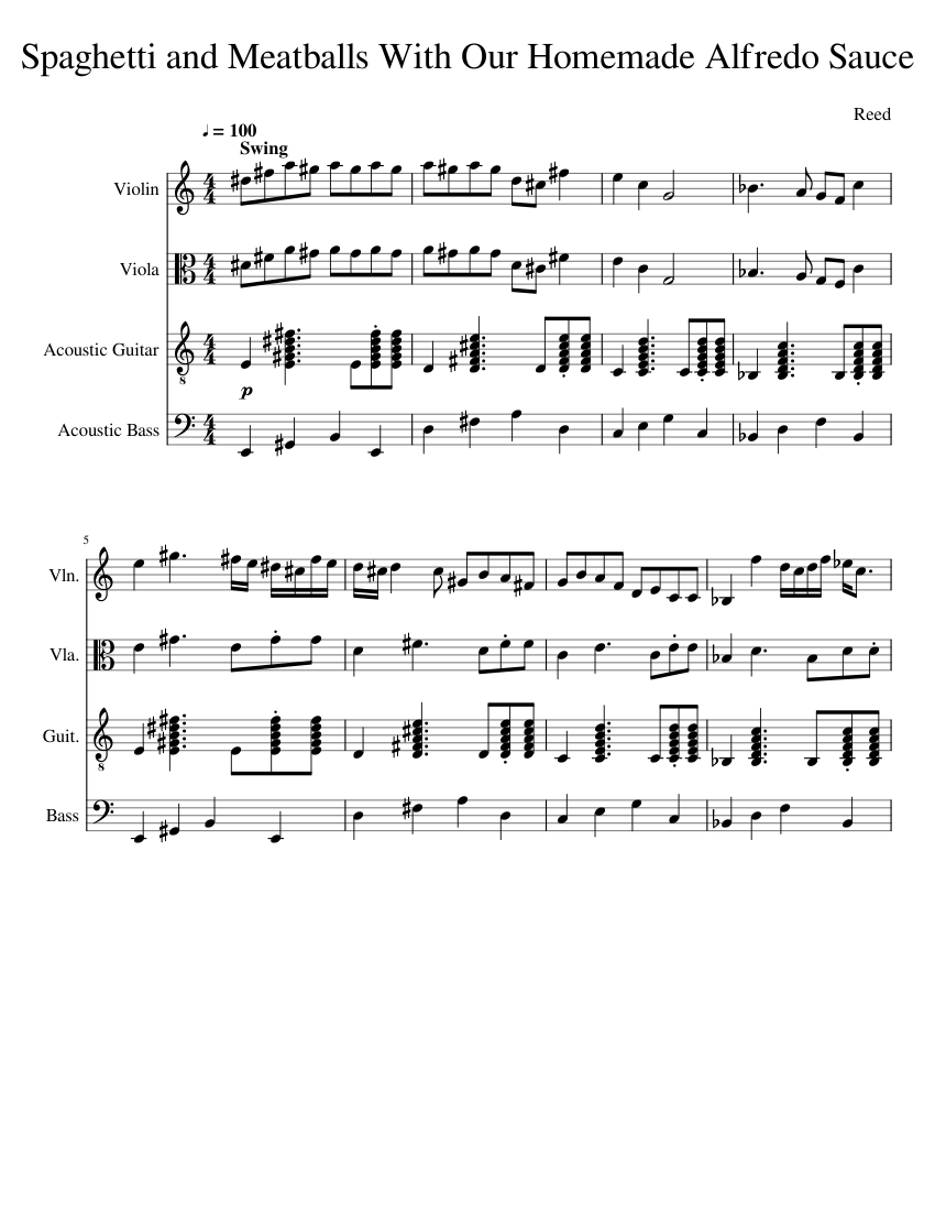 Spaghetti and Meatballs With Our Homemade Alfredo Sauce Sheet music for ...