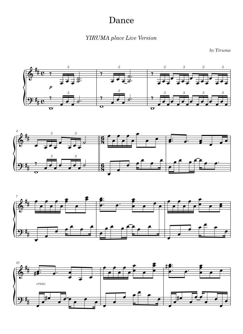 Dance YIRUMA place Live Version - Yiruma 이루마 Sheet music for Piano (Solo) | Musescore.com