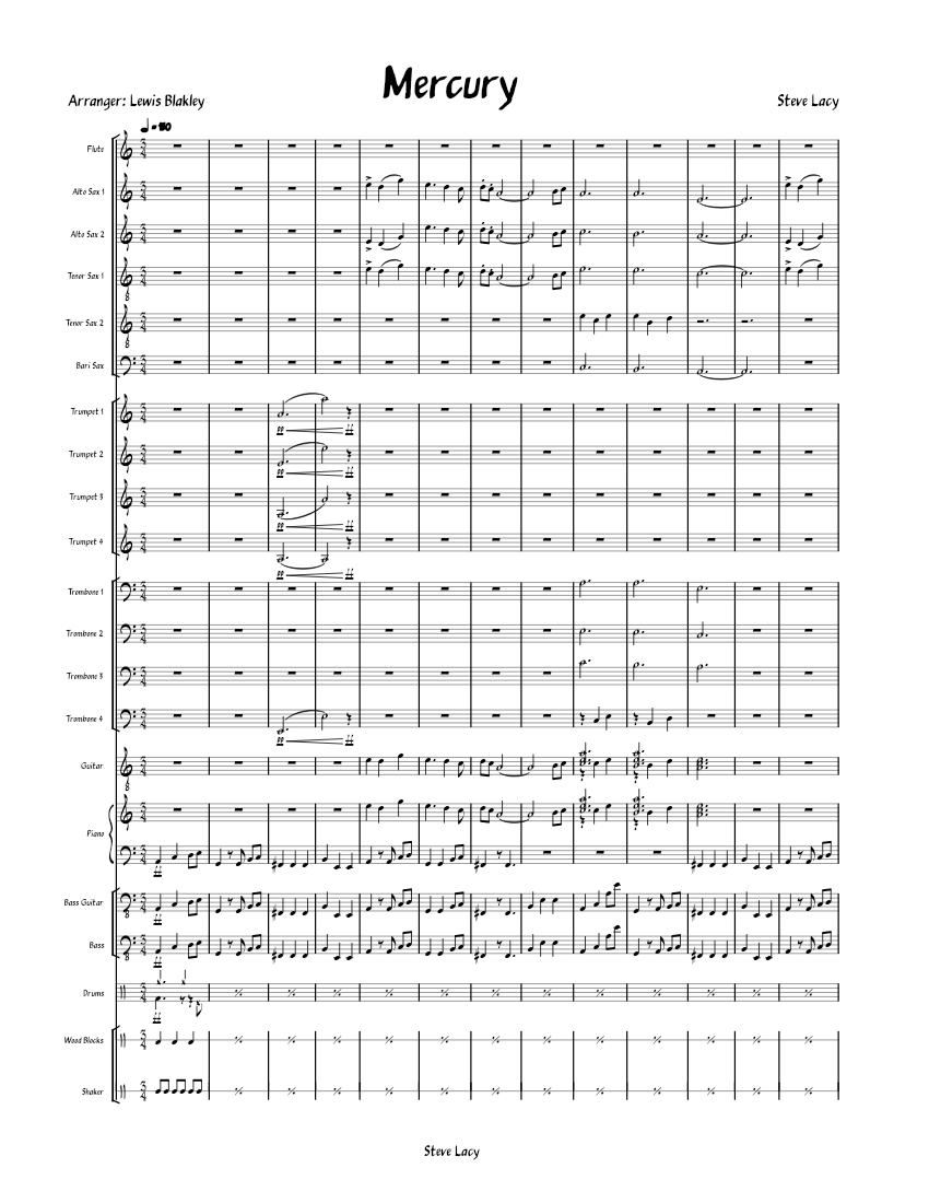 Mercury (Arranged for Jazz Band) Sheet Music for Piano, Trombone, Flute ...