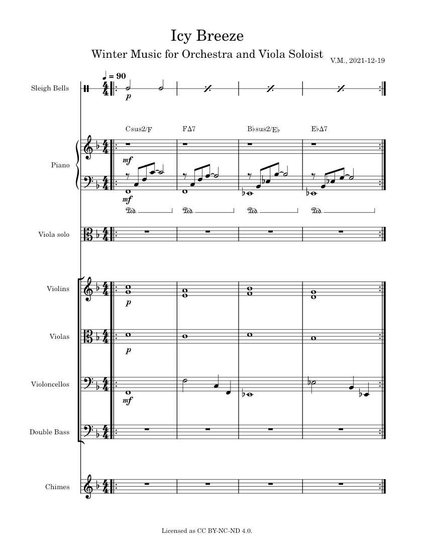 Icy Breeze - V.M. Sheet music for Piano, Contrabass, Viola, Strings ...
