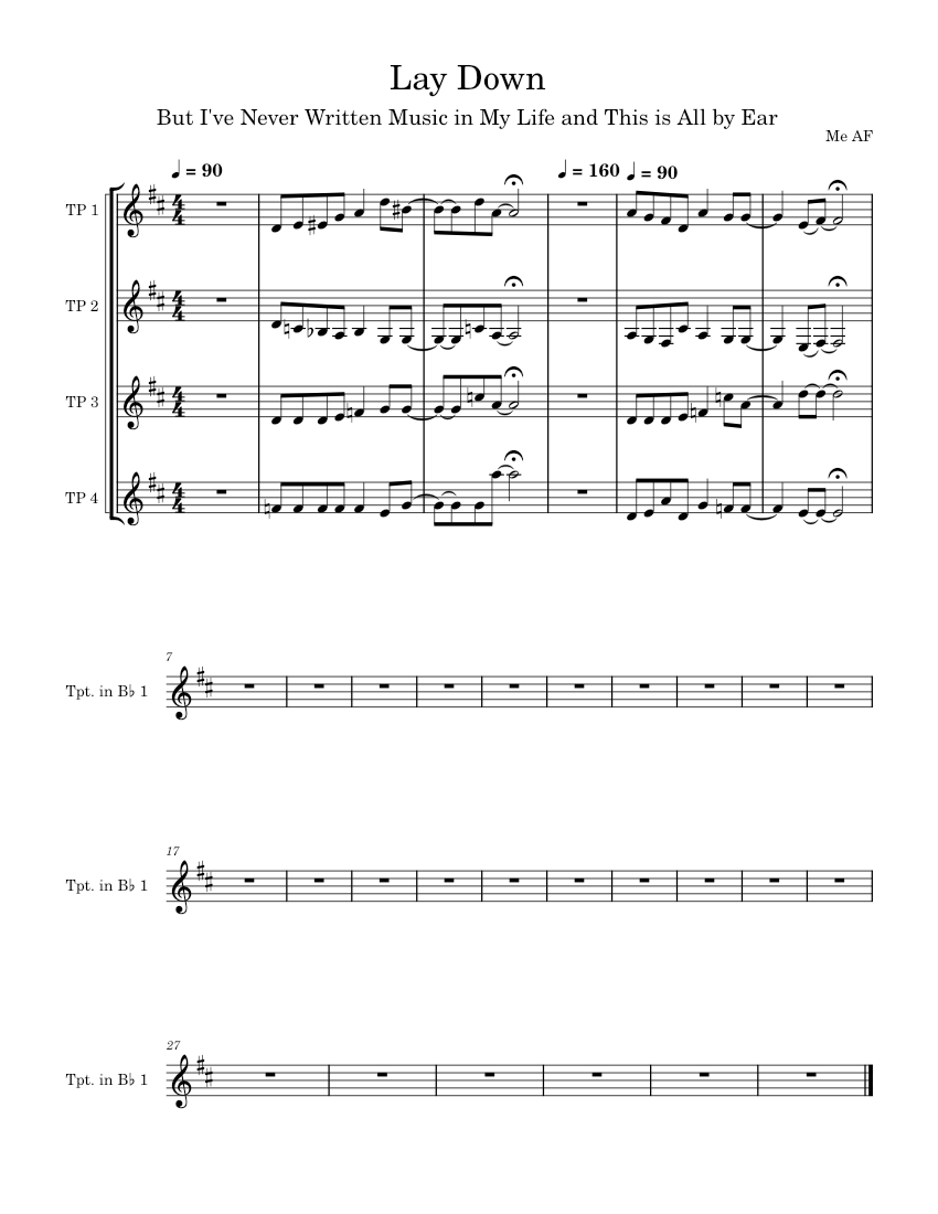 Lay Down – Trip Lee Sheet Music for Trumpet other (Mixed Quartet ...