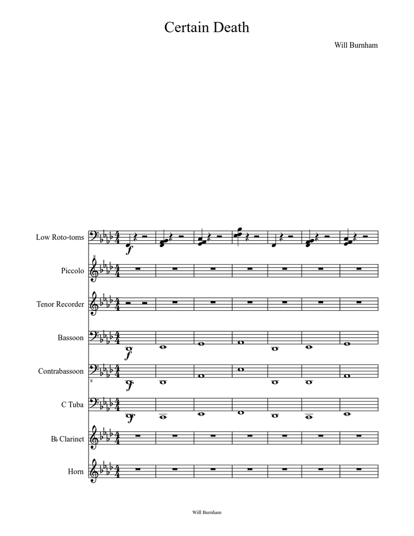Certain Death Sheet music for Tuba, Bassoon, Clarinet, Oboe (Mixed ...