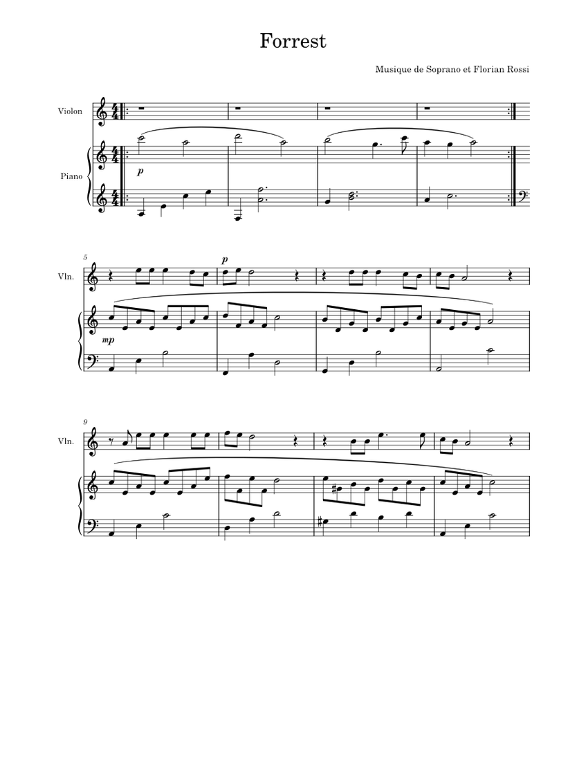 Forrest – Soprano Sheet music for Piano, Violin (Solo) | Musescore.com