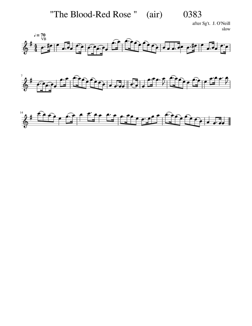 "The Blood-Red Rose " (air) 0383 Sheet music for Piano (Solo ...