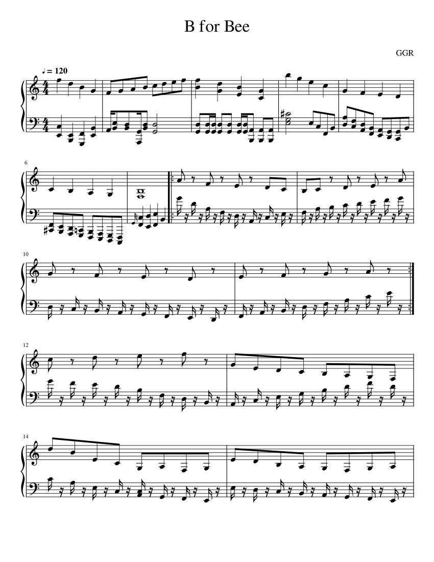B for Bee Sheet music for Piano (Solo) | Musescore.com