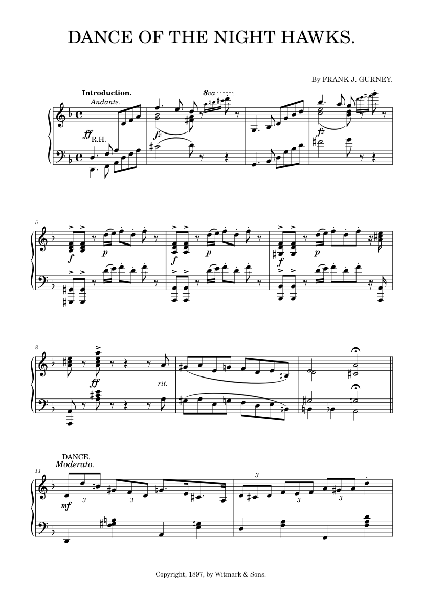 Dance of the Night Hawks (1897) Sheet music for Piano (Solo ...