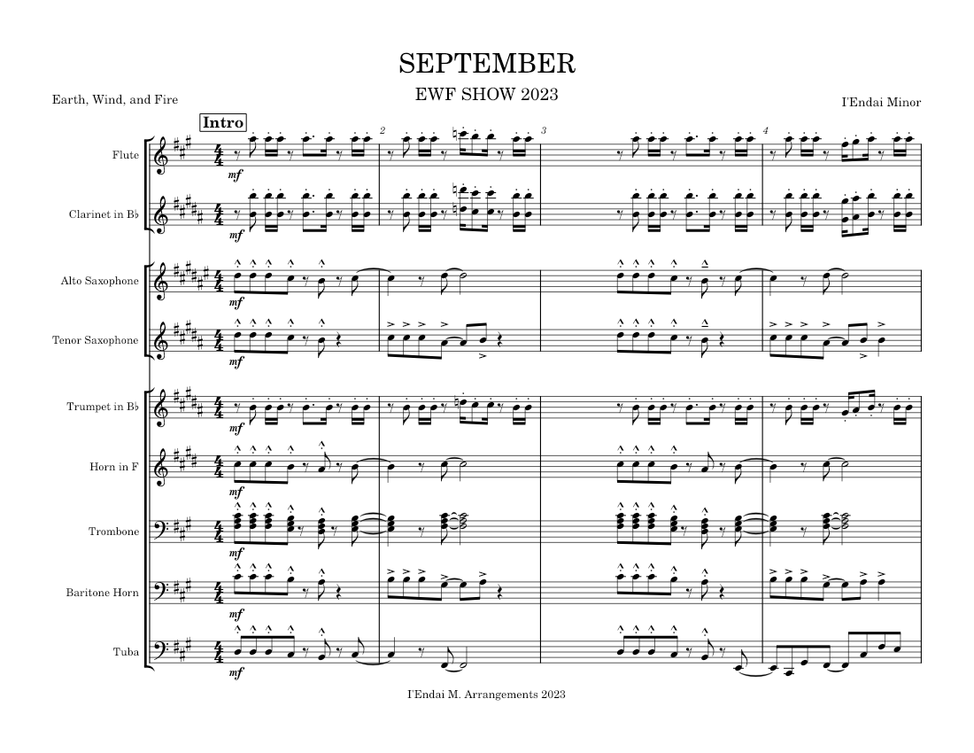September – Earth, Wind & Fire Sheet music for Trombone, Tuba, Flute, Saxophone alto & more ...