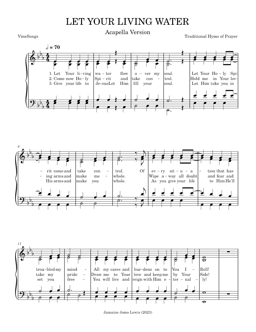 Let your living water flow over my soul – Misc Traditional Let Your Living Water Flow Sheet ...