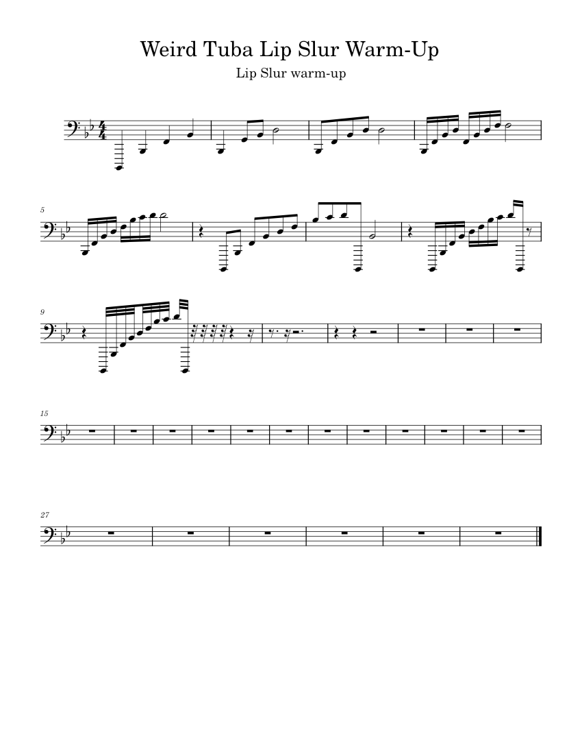 Tuba Lip Slur Warm-Up Sheet music for Tuba (Solo) | Musescore.com