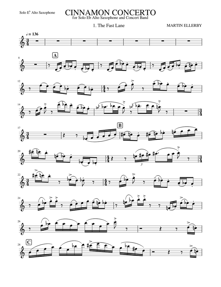 CINNAMON_CONCERTO Sheet music for Saxophone alto (Solo) | Musescore.com