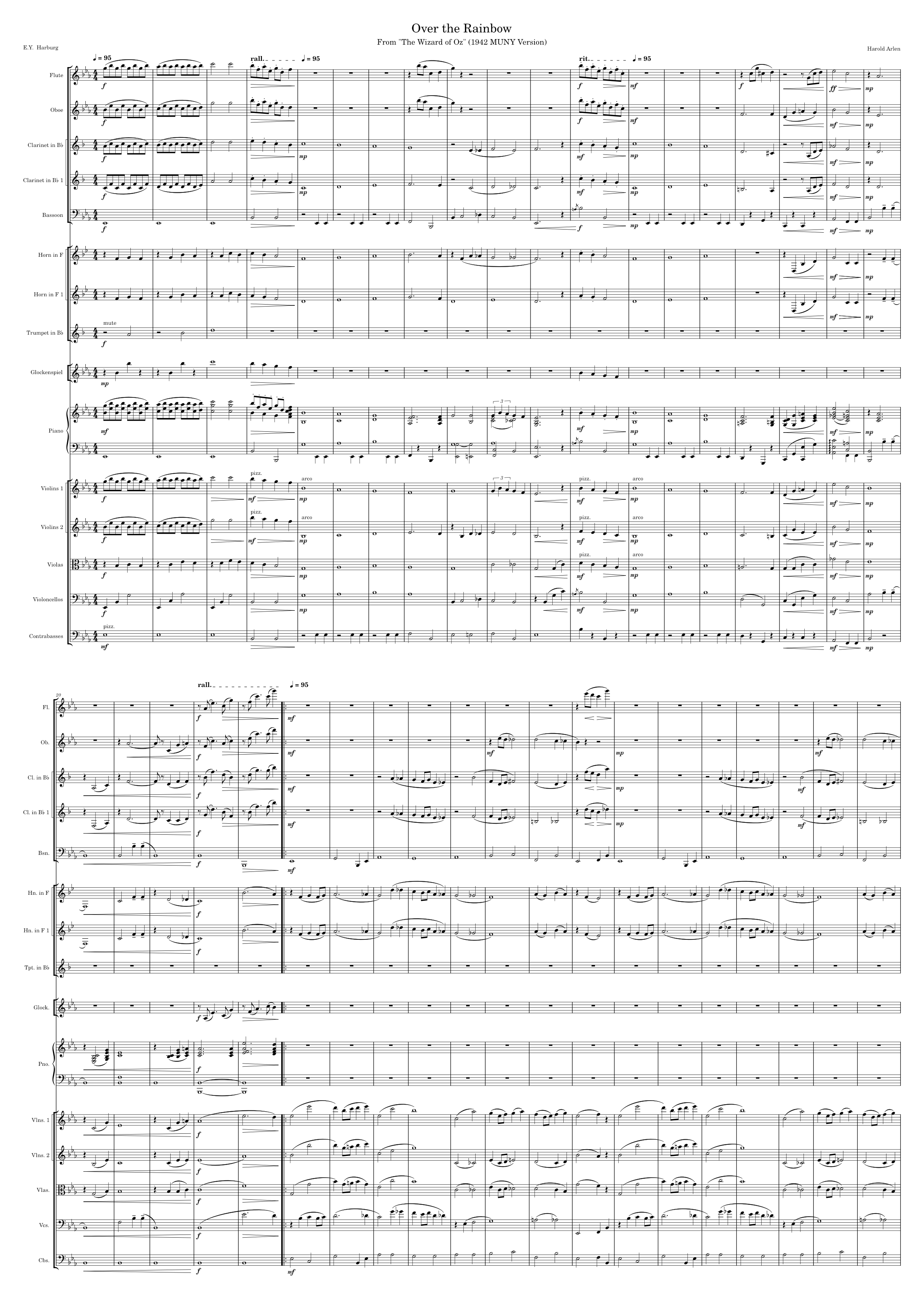 Over the Rainbow (MUNY Version) Sheet music for Piano, Flute, Oboe, Bassoon & more instruments ...