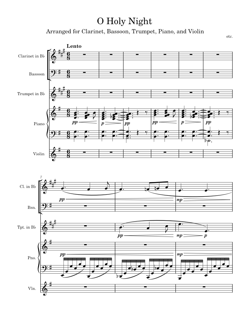 O Holy Night – Adolphe Adam O Holy Night Arranged by etc Sheet music ...