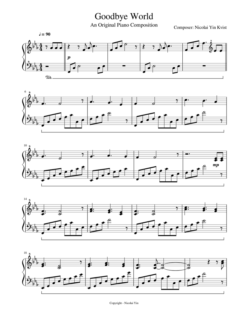 Goodbye World - An Original Piano Composition Sheet music for Piano ...