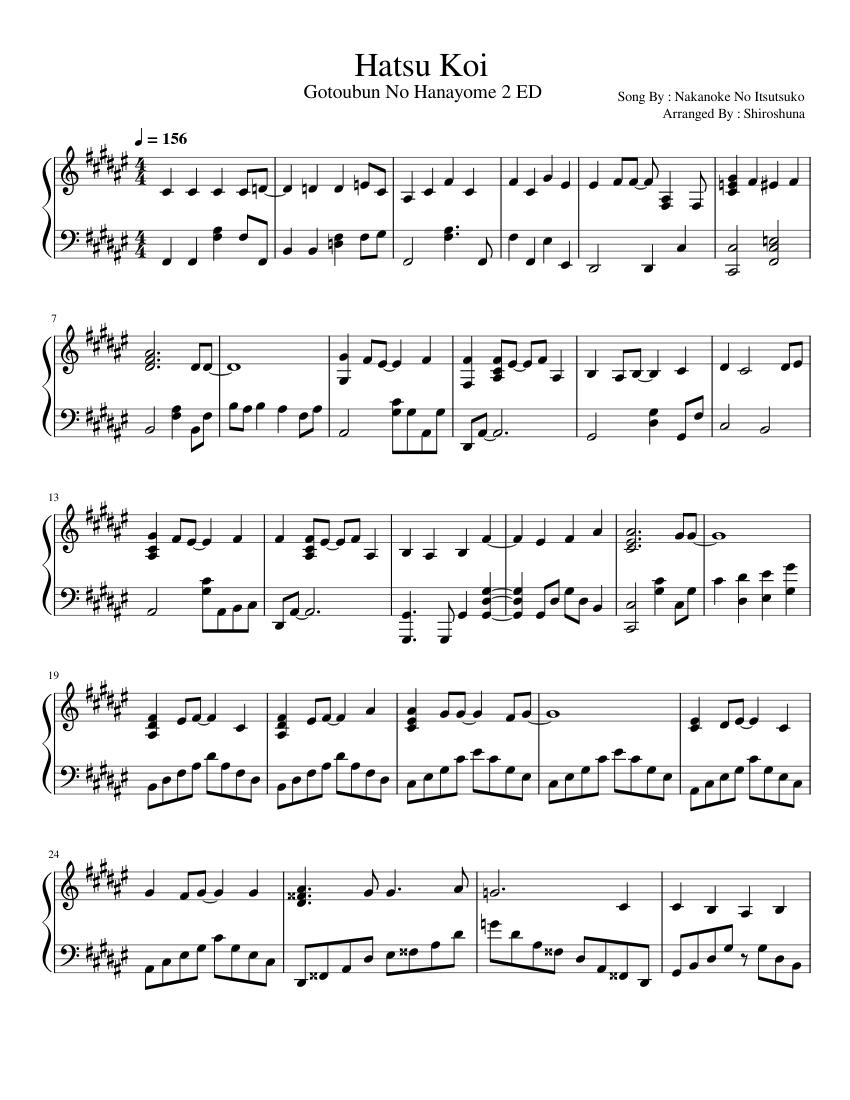 Hatsu Koi Sheet music for Piano (Solo) | Musescore.com