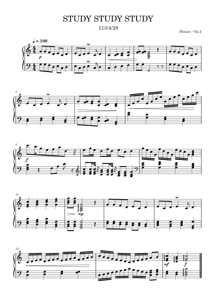 STUDY Sheet music for Piano (Solo) | Musescore.com