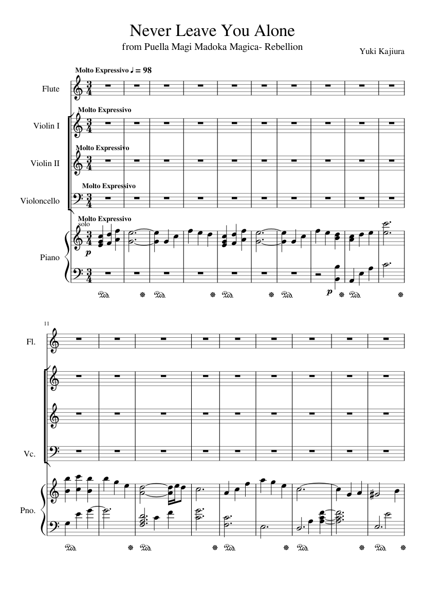 [Unfinished-7/17] Never Leave You Alone-Madoka Magica Rebellion OST Sheet Music for Piano, Flute ...