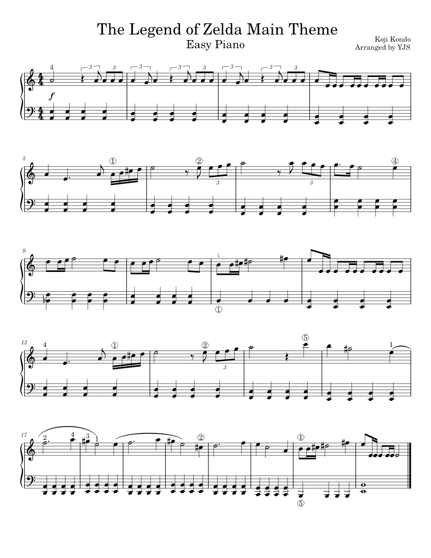 The Legend of Zelda Main Theme, Easy Piano Arrangement Sheet Music for Piano (Solo) | MuseScore.com