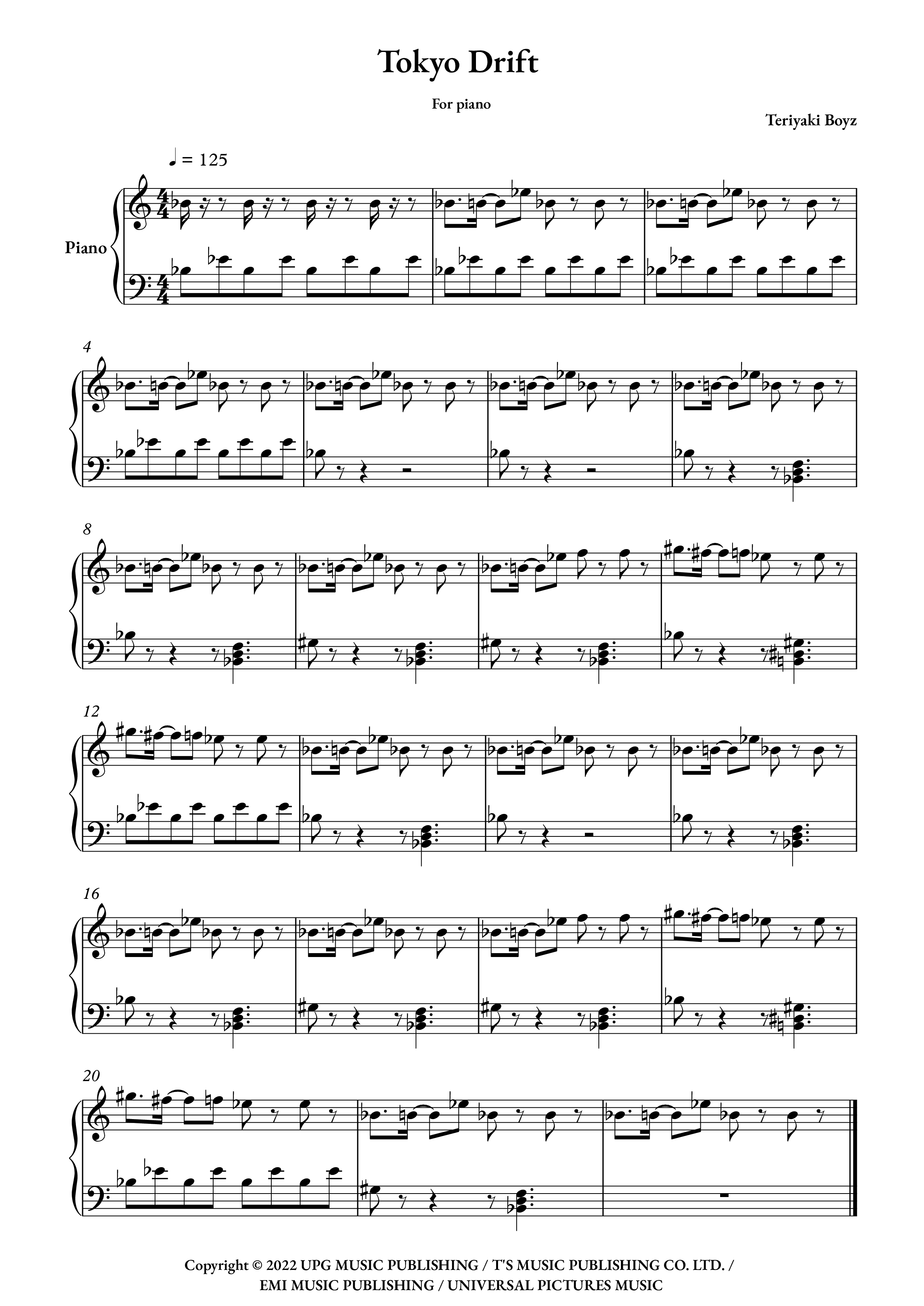 Play Official version of Tokyo drift Sheet Music by Teriyaki Boyz for ...