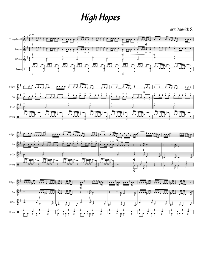 Panic at the disco - High Hopes Sheet music for Trombone, Tuba, Trumpet ...