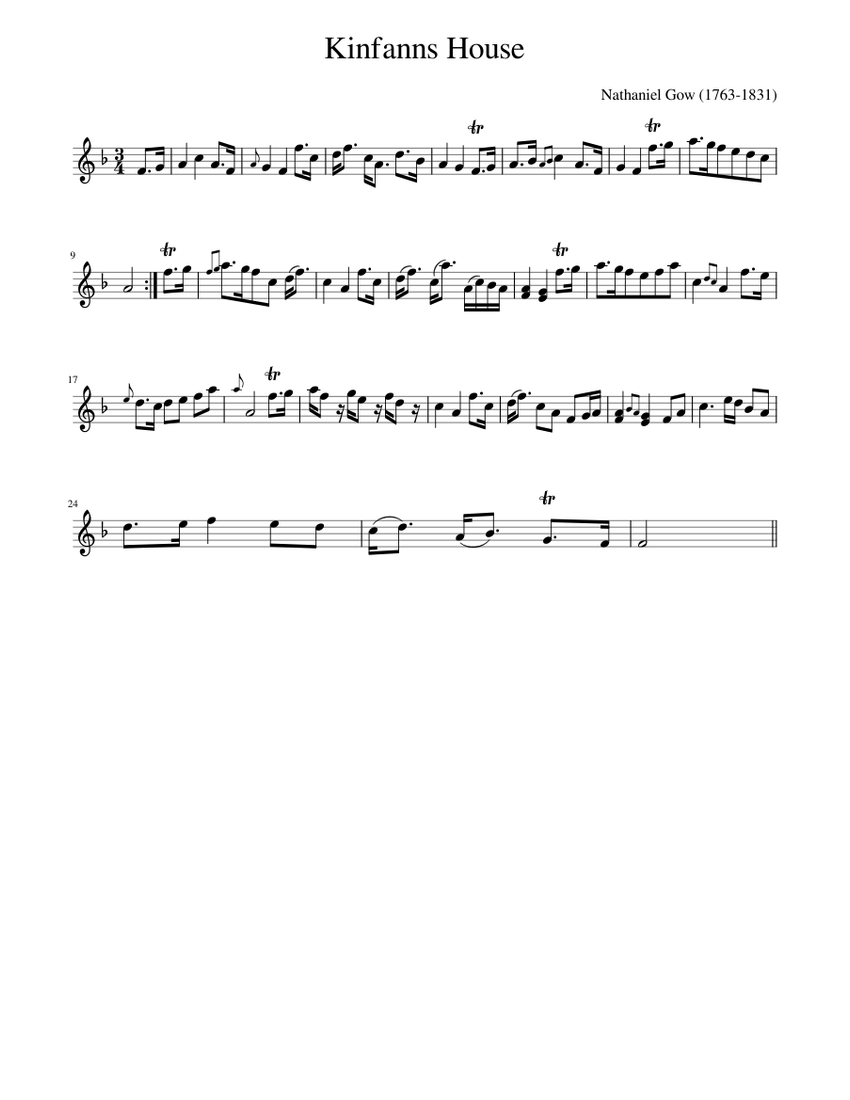 Nathaniel Gow - Kinfanns House Sheet music for Piano (Solo) | Musescore.com