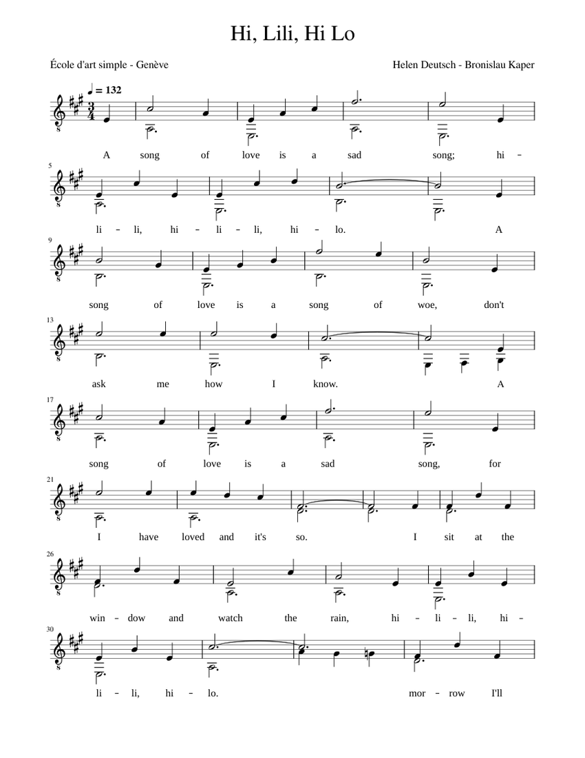 Hi, Lili, Hi Lo Sheet music for Guitar (Solo) | Musescore.com