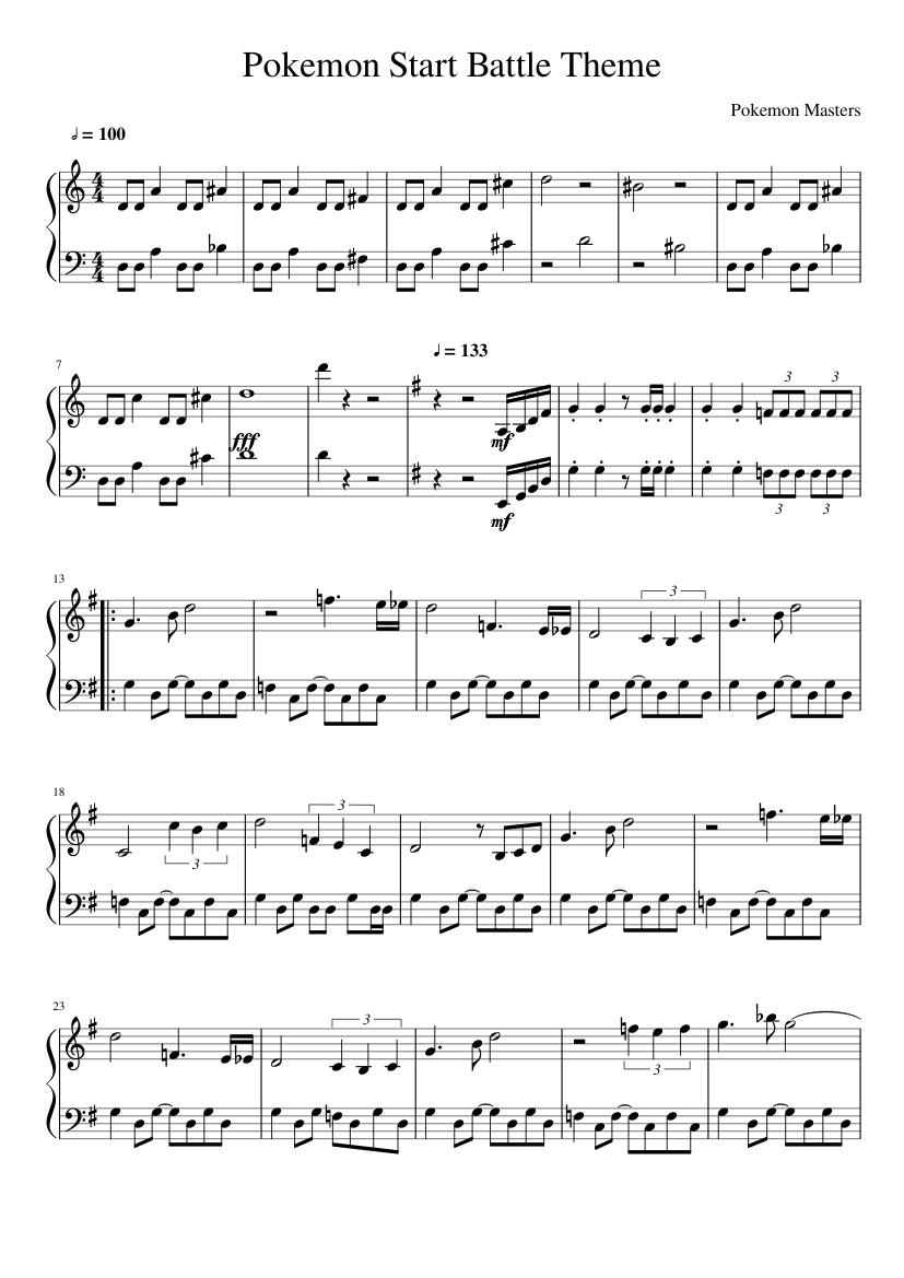 Pokemon Theme Red Blue Sheet music for Piano (Solo) | Musescore.com