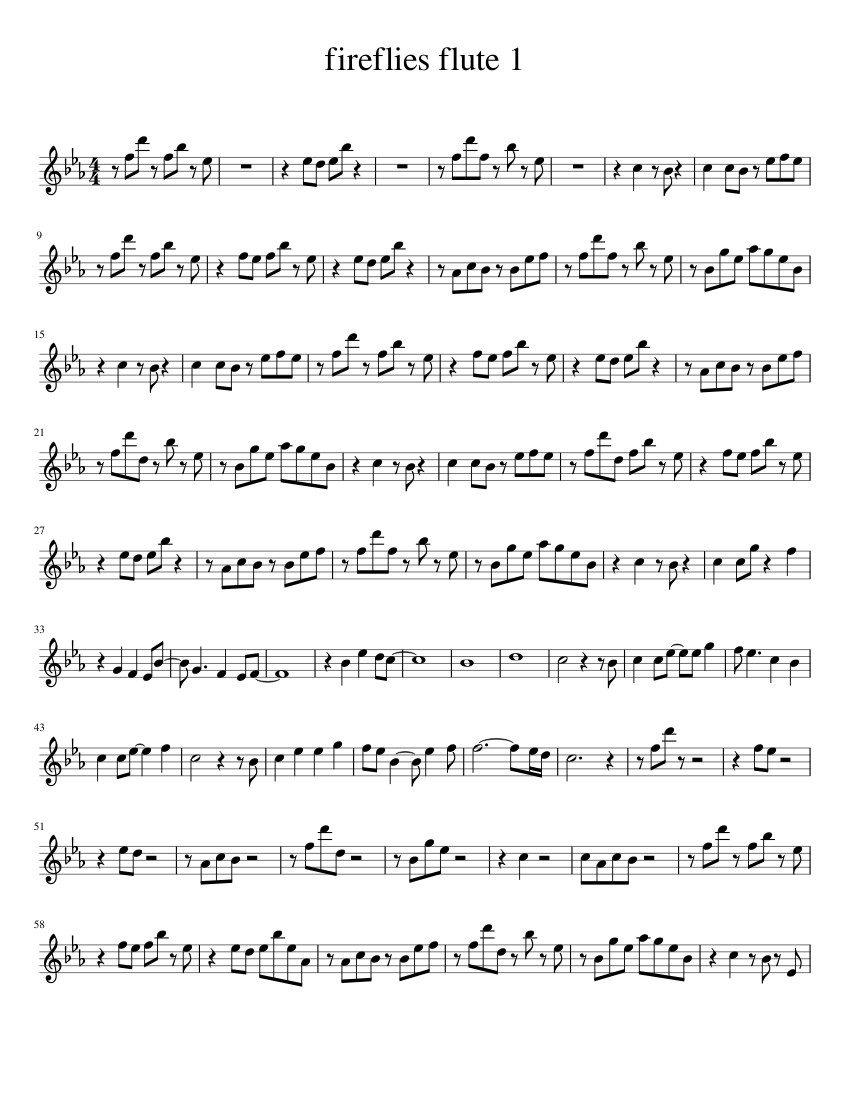 fireflies flute 1 Sheet music for Flute (Solo) | Download and print in ...