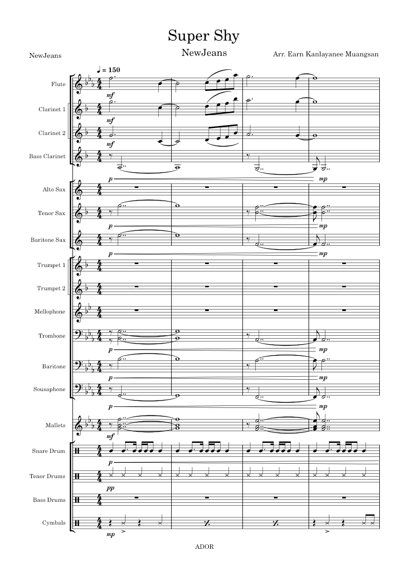 Super Shy (가사) – NewJeans Super Shy (Marching Band) – NewJeans Sheet ...