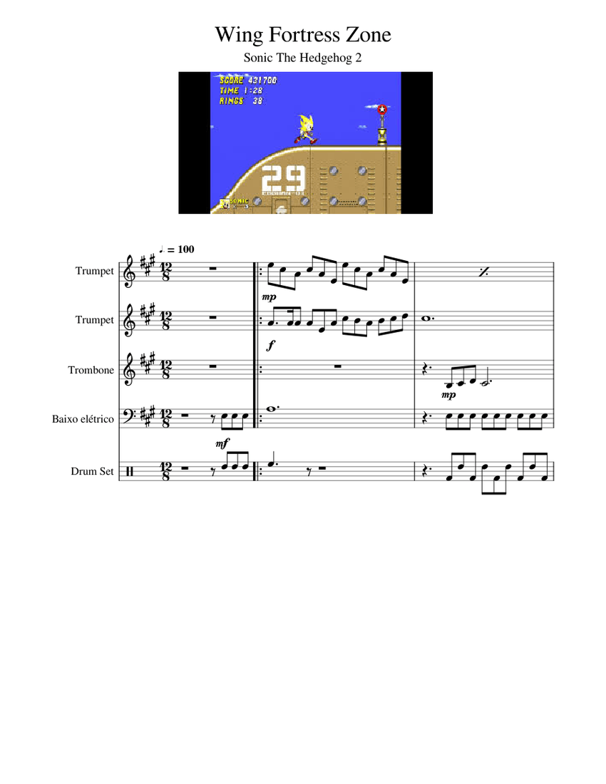 Wing Fortress Zone Sheet music for Piano, Bass guitar, Drum group ...