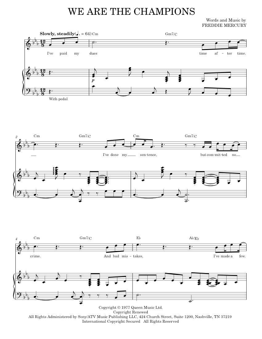 Play Official version of We are the champions Sheet Music by Queen for ...