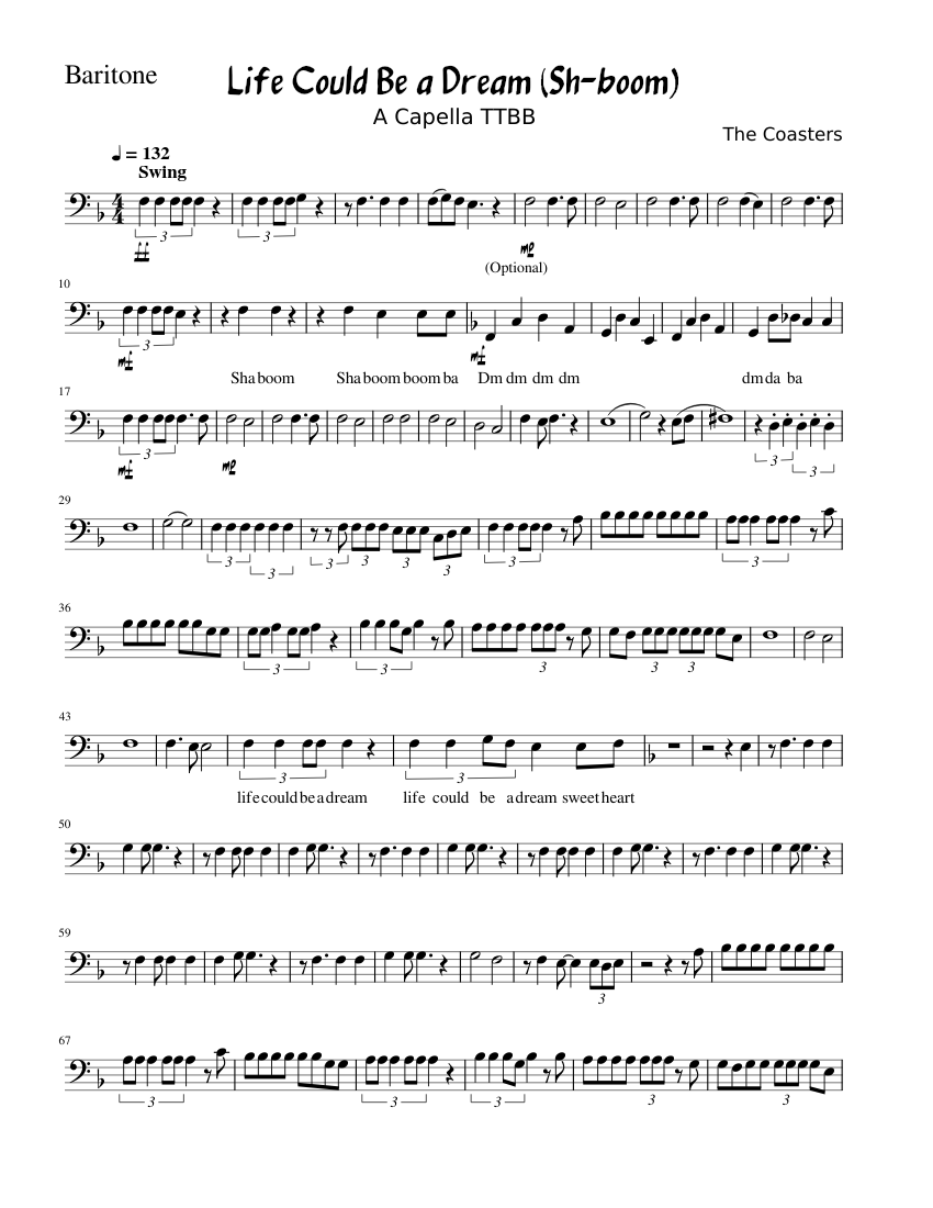 Sh-boom (Life Could Be A Dream) – The Chords Sheet music for Baritone (Solo) | Musescore.com