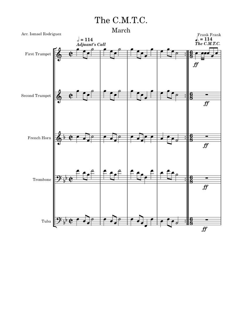 The C.M.T.C. – Frank Frank The C.M.T.C. – A Brass Quintet Sheet music for Trombone, Tuba ...
