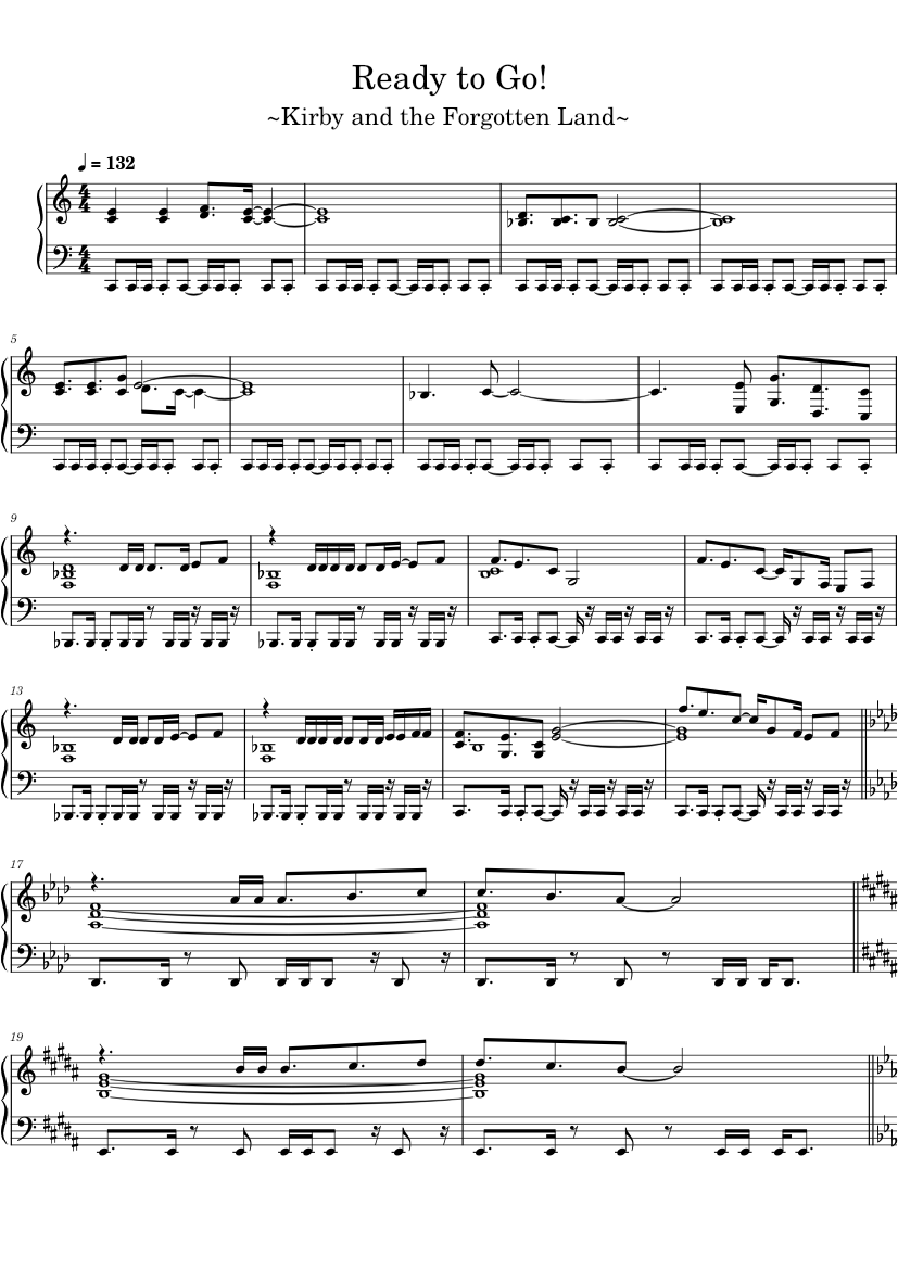 Ready to Go! - Kirby and the Forgotten Land Sheet Music for Piano (Solo ...