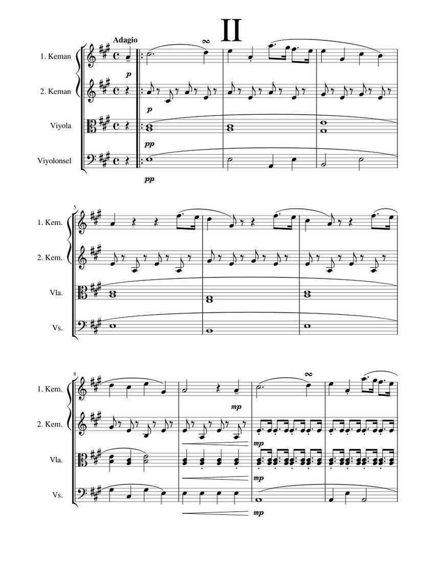 String Quartet No. 1 - 2nd movement Sheet music for Violin, Viola, Cello (String Quartet ...