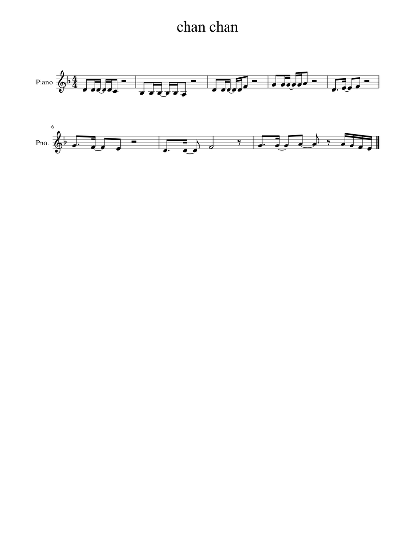 chan chan Sheet music for Piano (Solo) | Download and print in PDF or ...