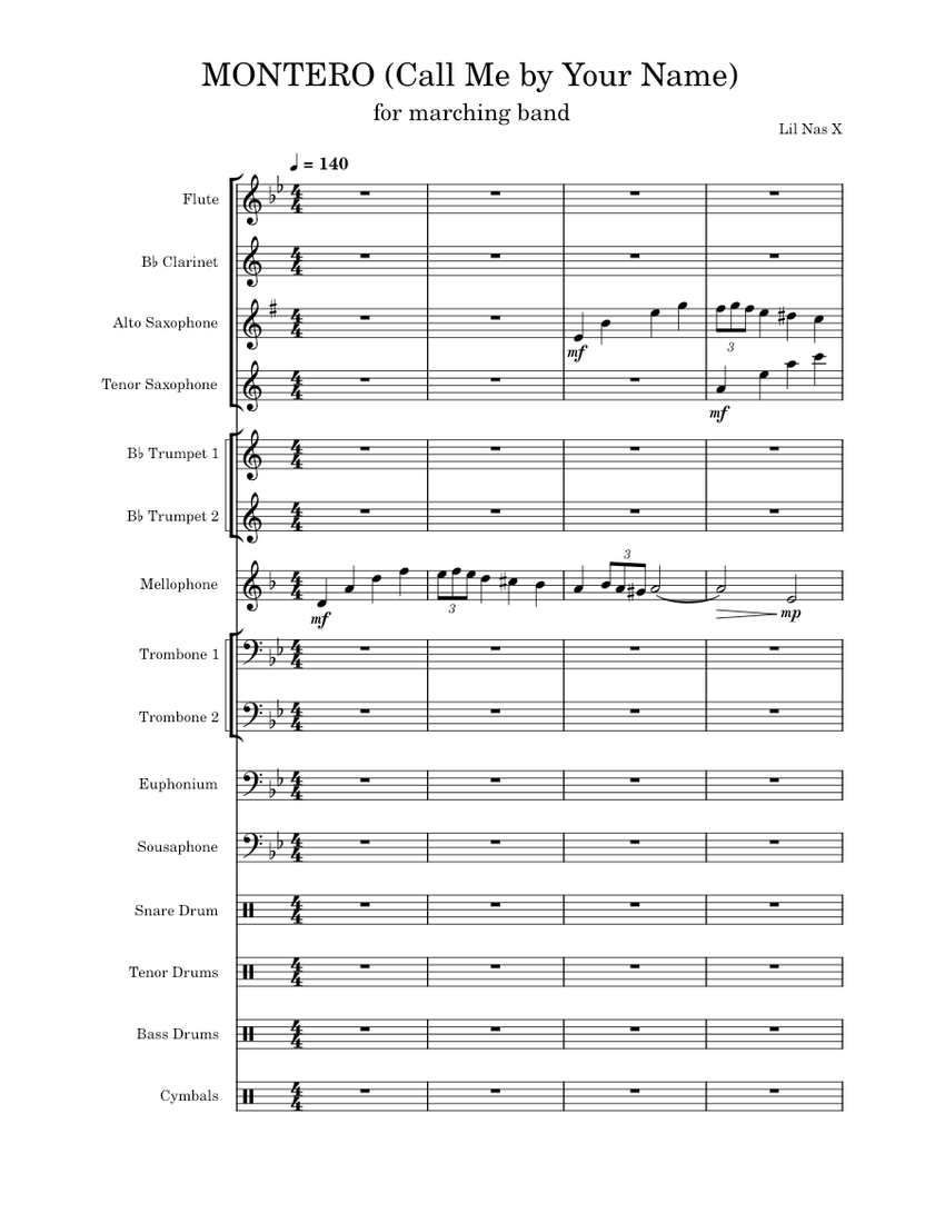 Montero (Call Me by Your Name) Sheet music for Trombone, Tuba, Flute, Saxophone alto & more ...