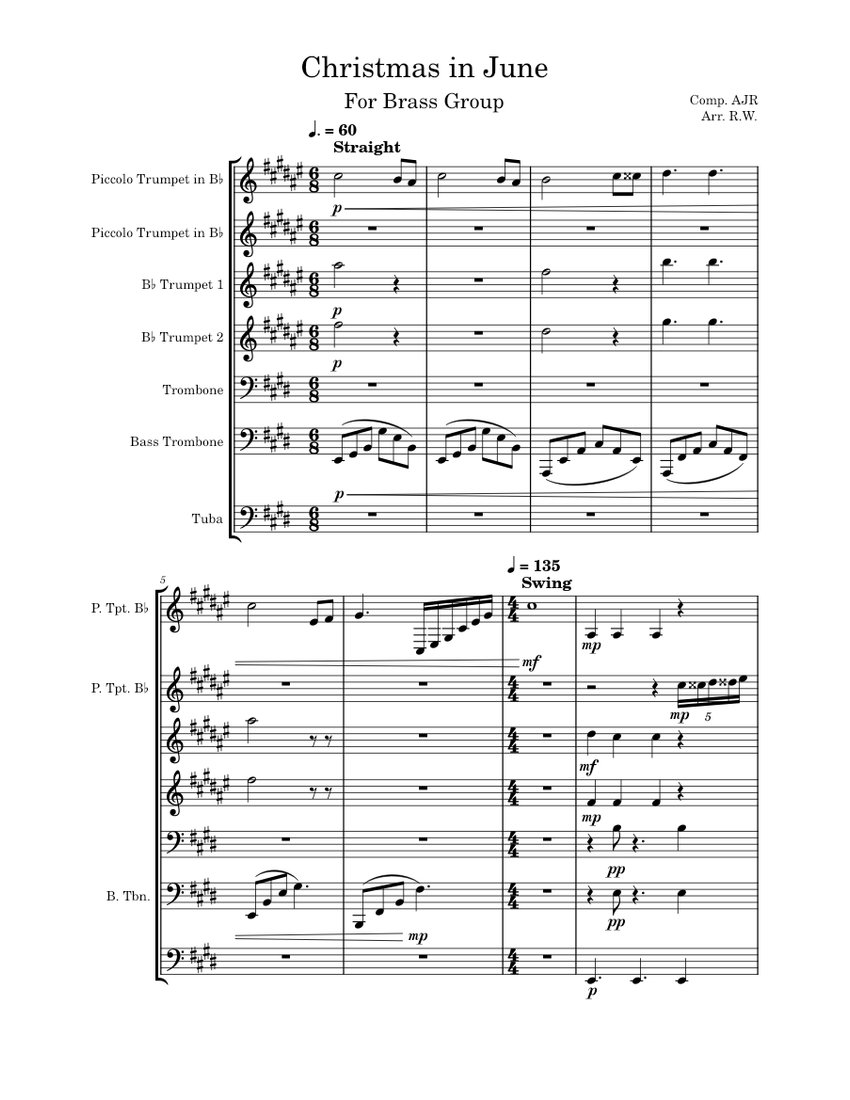Christmas in June – AJR Sheet music for Trombone, Tuba, Trombone bass ...
