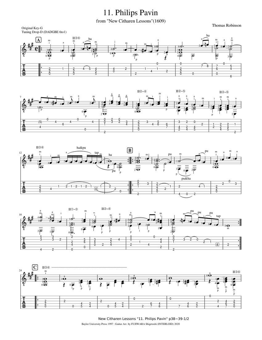 11._Philips_Pavin-A2 Sheet music for Guitar (Solo) | Musescore.com
