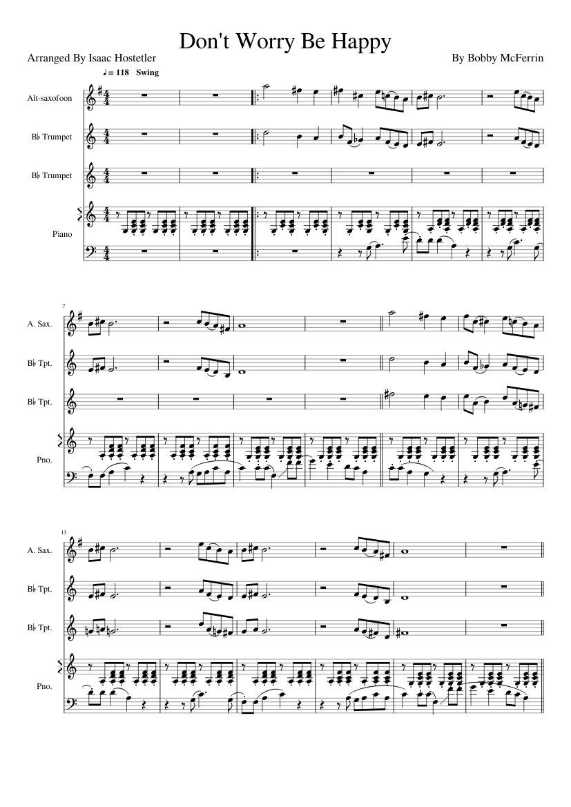 Don't Worry Be Happy Sheet music for Piano, Clarinet in b-flat ...