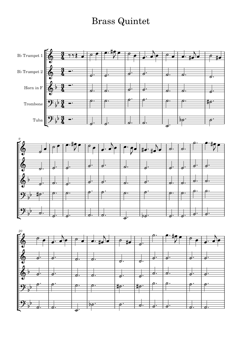 Brass Quintet Sheet music for Trombone, Tuba, Trumpet in b-flat, French ...