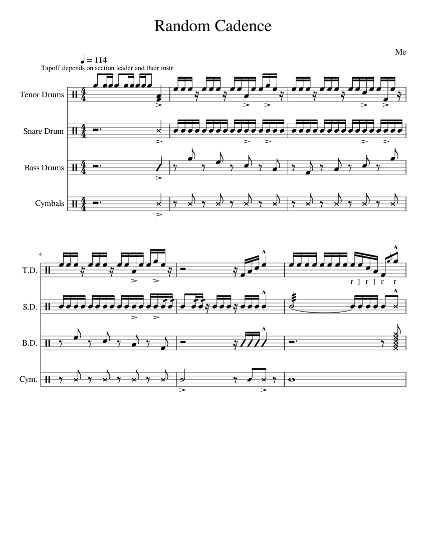 Banana Split Sheet music for Snare drum, Crash, Tenor drum, Bass drum ...